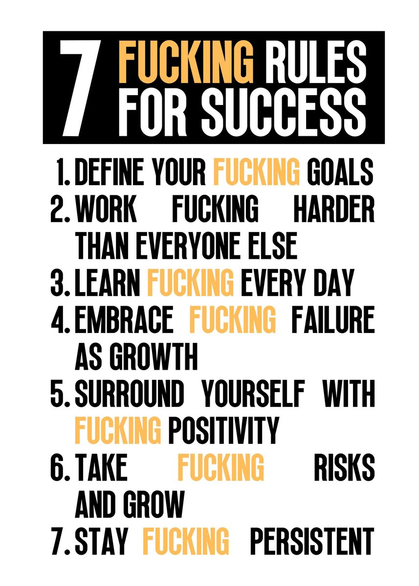 '7 Rules For Success' Poster, picture, metal print, paint by Wezt ...