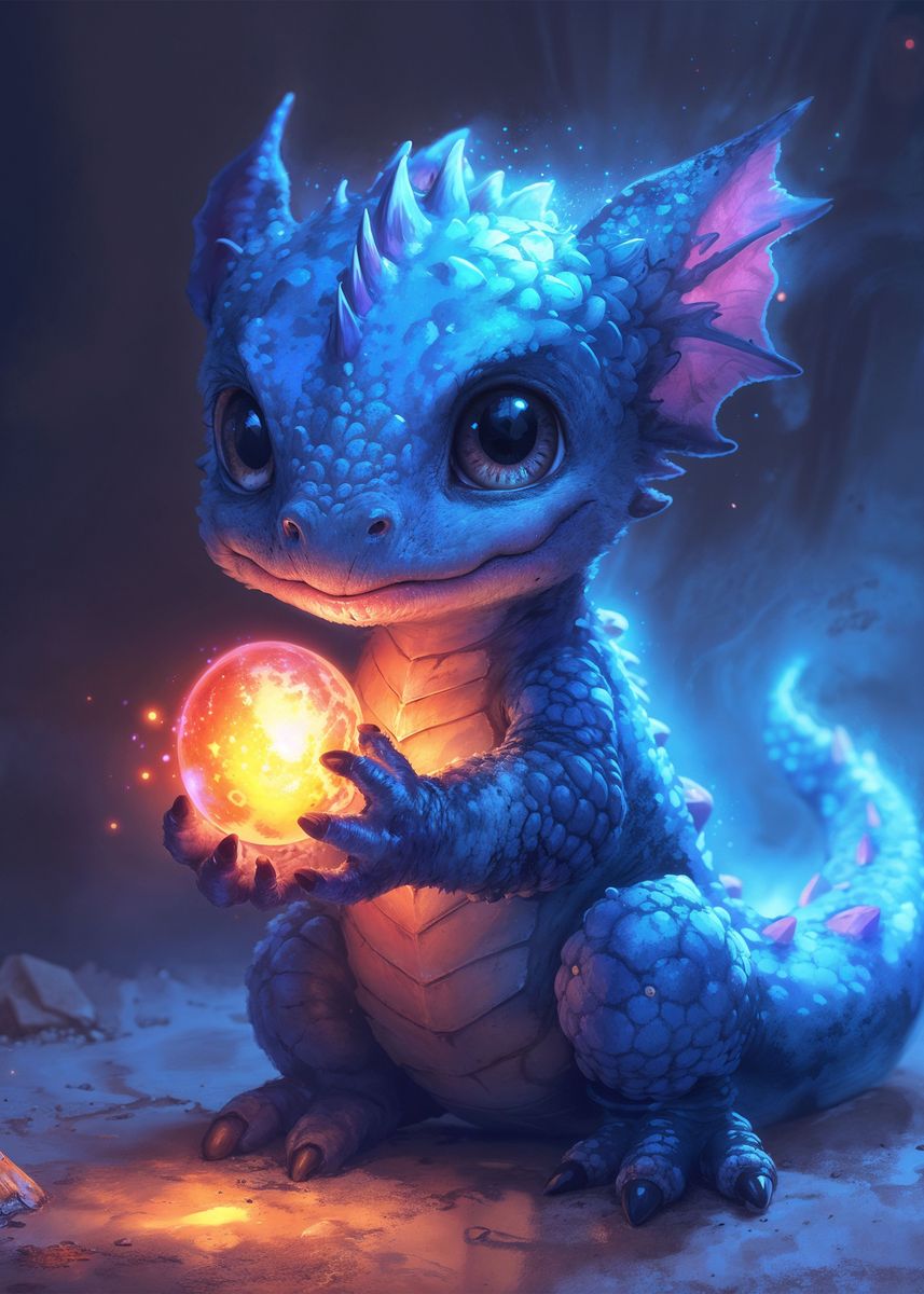 'cute baby dragon' Poster, picture, metal print, paint by Cute Animal ...