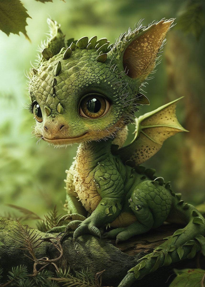 'cute baby dragon' Poster, picture, metal print, paint by Cute Animal ...