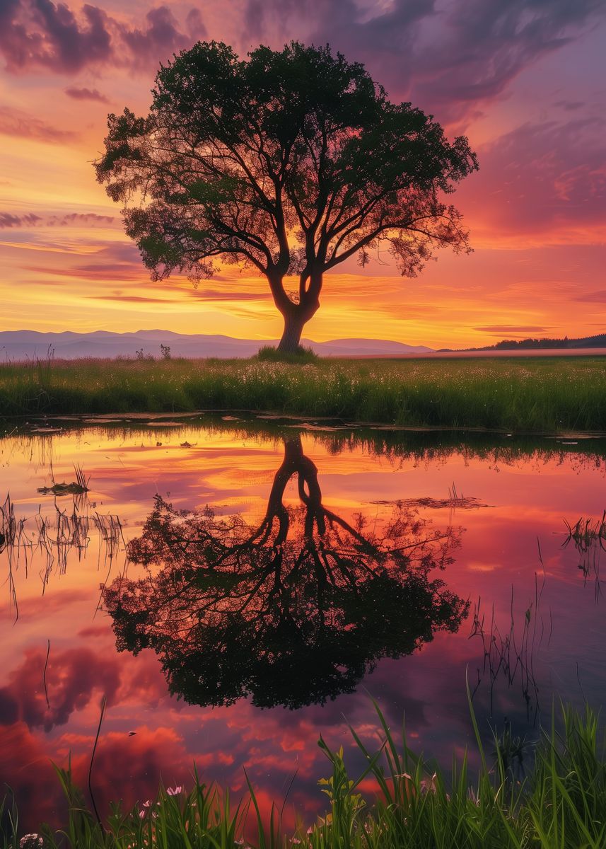 'Sunset Reflections' Poster, picture, metal print, paint by Martin Funk ...