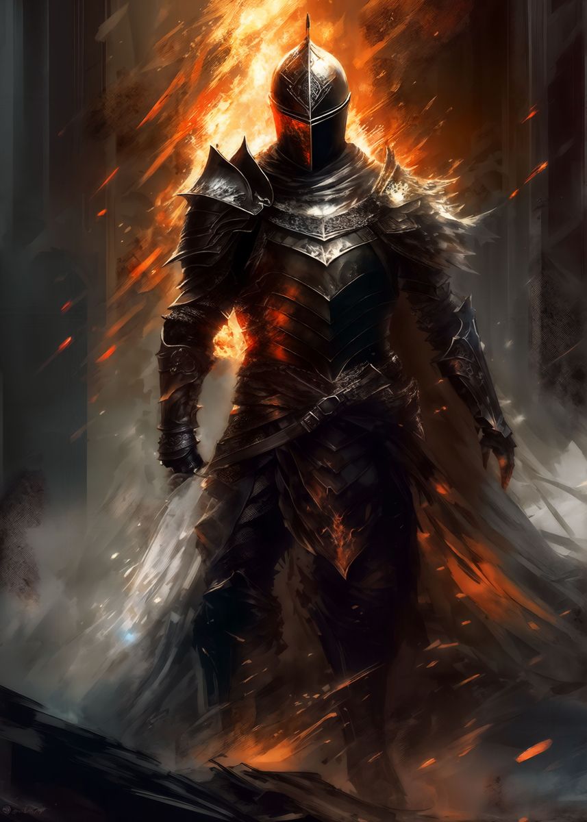 'Inferno Knights Stand' Poster, picture, metal print, paint by Lukasz ...