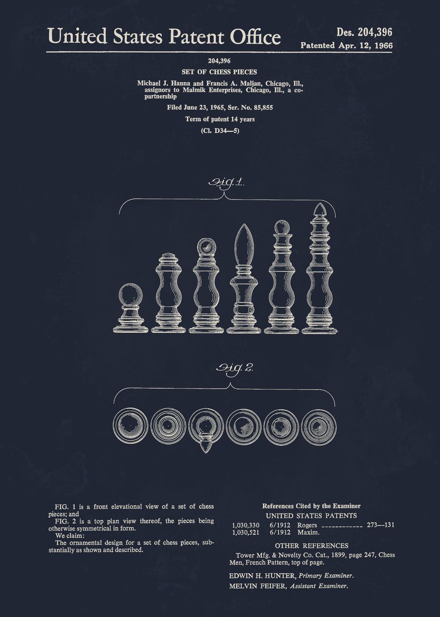 '1966 Set of Chess Pieces' Poster, picture, metal print, paint by ...