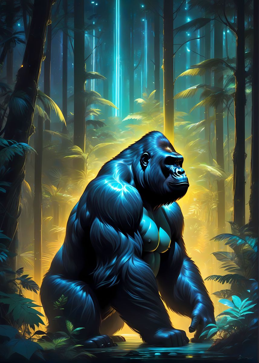 'Majestic Gorilla' Poster, picture, metal print, paint by Ruins Poster ...