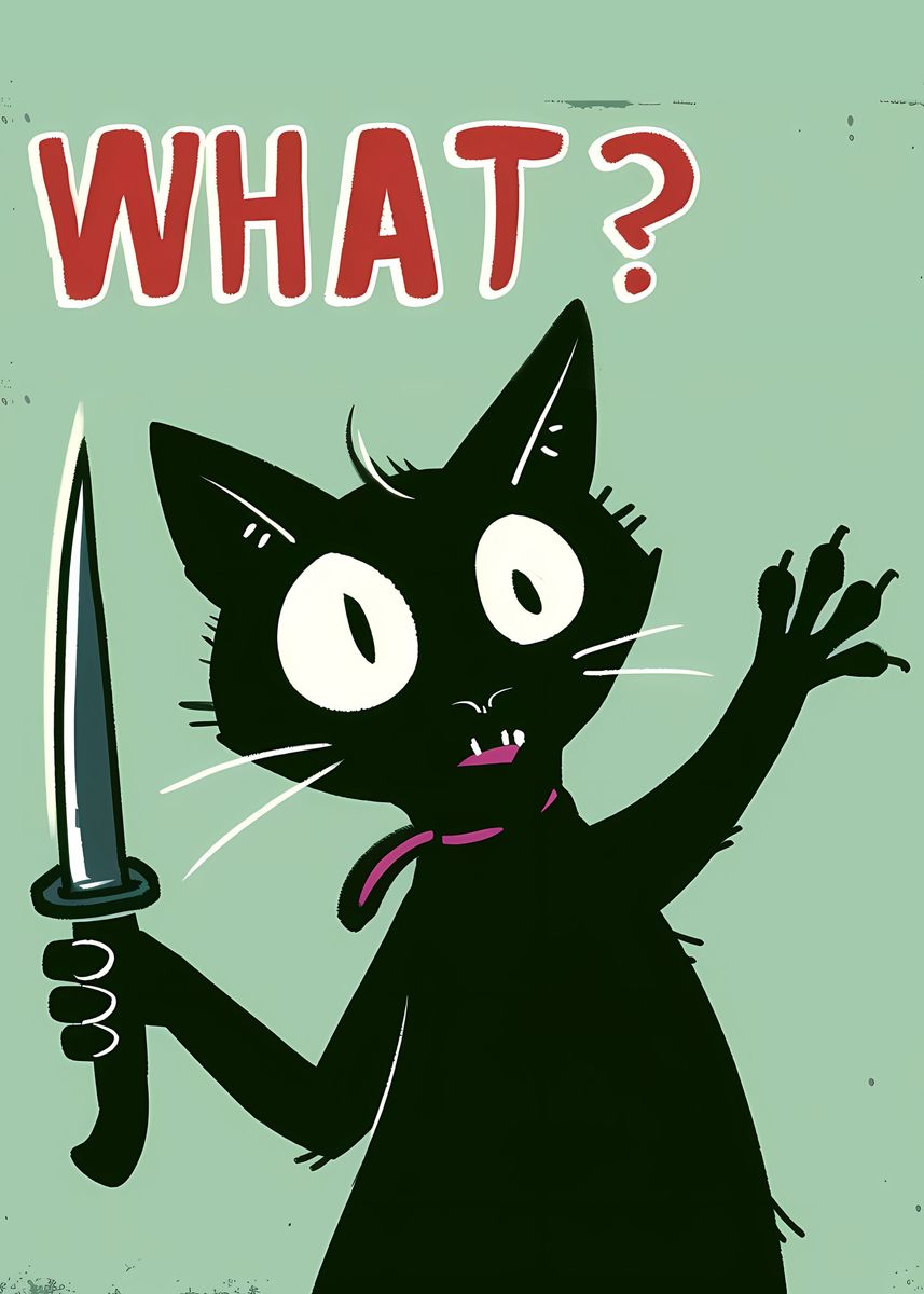 'crazy cat' Poster, picture, metal print, paint by K3xiao | Displate