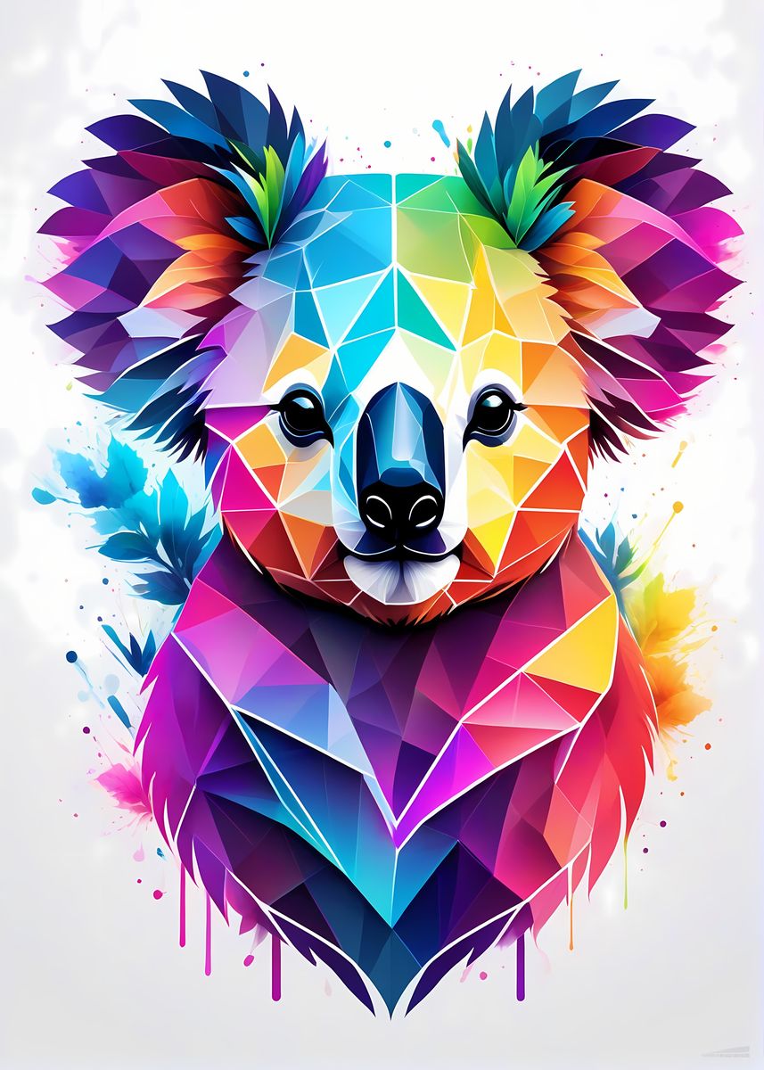 'Geometric Color Koala' Poster, picture, metal print, paint by Gangster ...