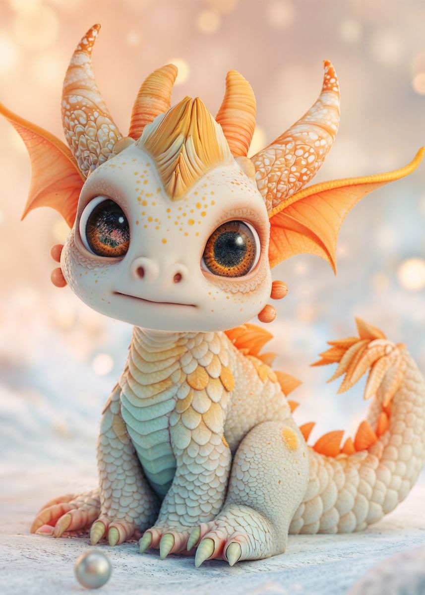 'cute baby dragon' Poster, picture, metal print, paint by Cute Animal ...