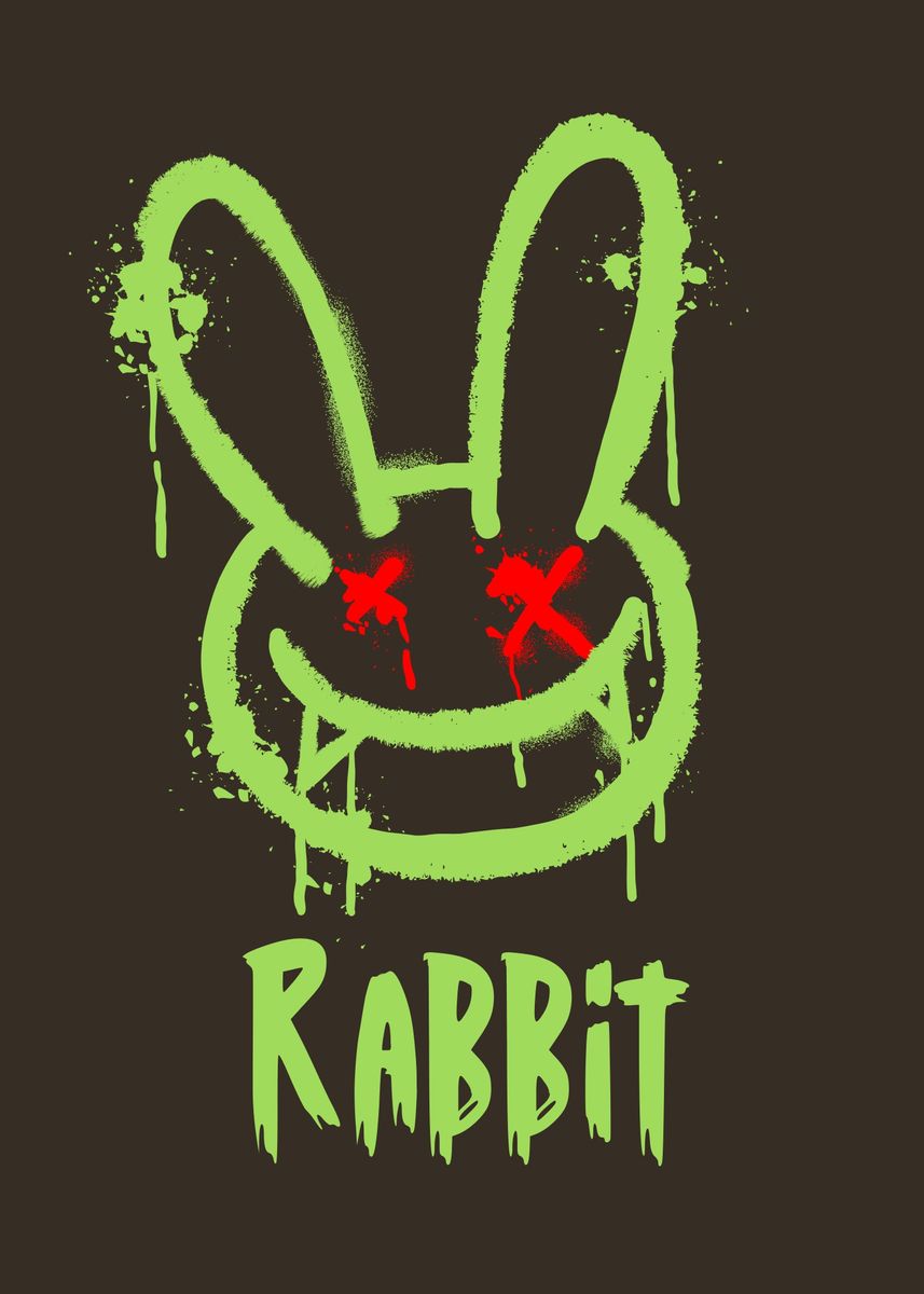 'Grunge Rabbit Punk' Poster, picture, metal print, paint by noer thoif ...