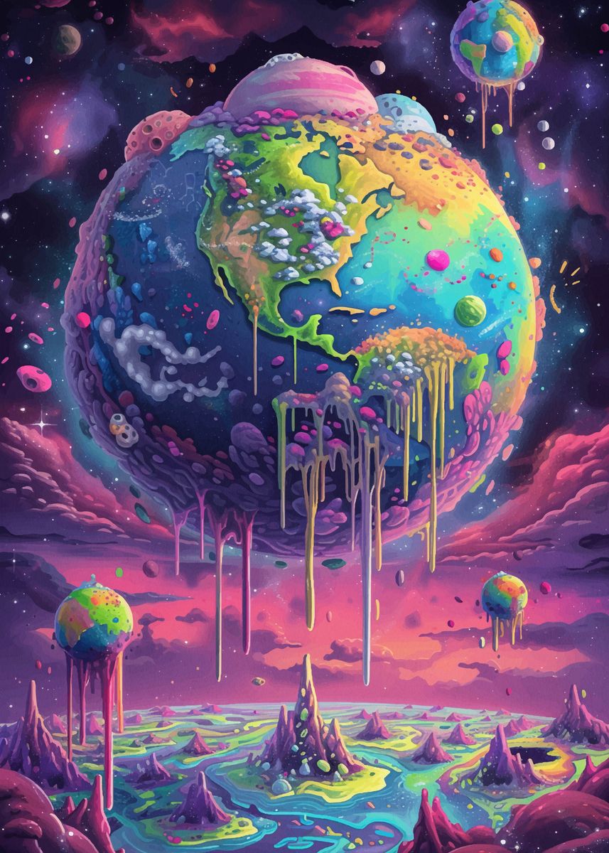 'the earth colorful' Poster, picture, metal print, paint by Elly ...