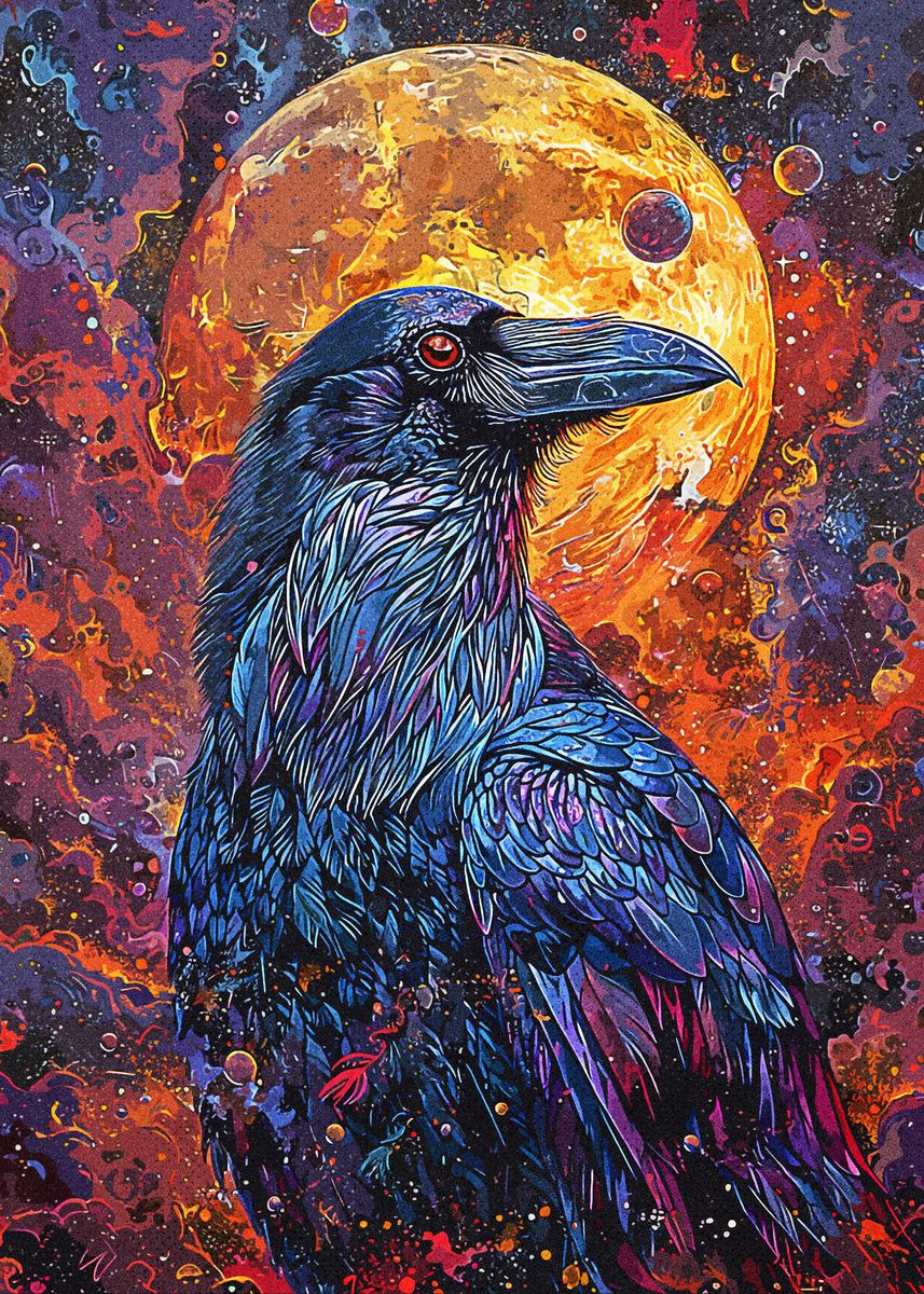 'Crow Space' Poster, picture, metal print, paint by Fanth | Displate