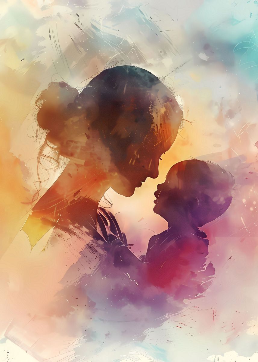 'Mother and Child' Poster, picture, metal print, paint by Maries Art ...