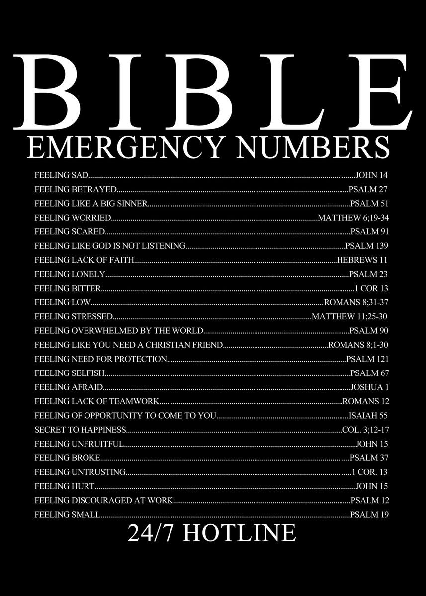 'bible emergency numbers' Poster, picture, metal print, paint by Yacoub ...