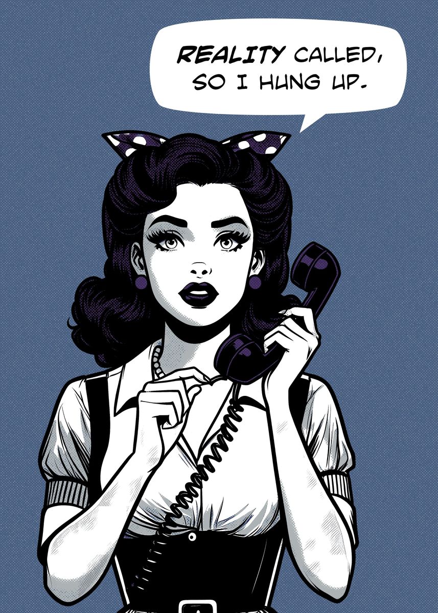 'Comic reality call hung up' Poster, picture, metal print, paint by ...