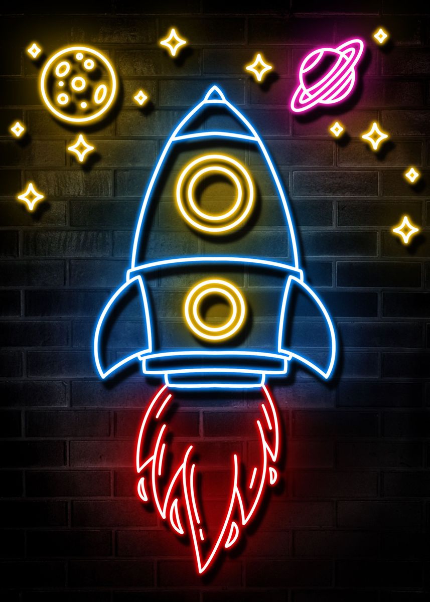 'GO TO SPACE' Poster, picture, metal print, paint by MoveUp | Displate