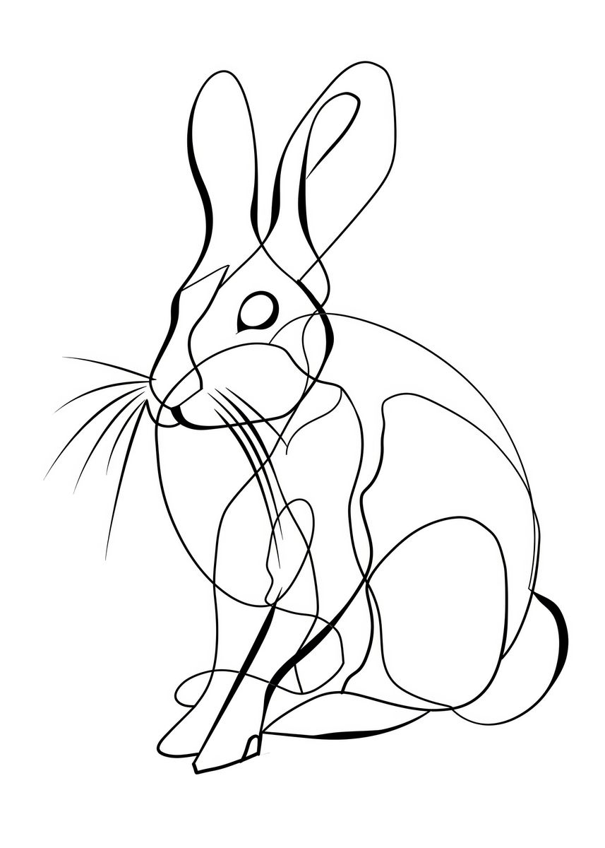 'Lines art animal rabbit' Poster, picture, metal print, paint by JBJart ...