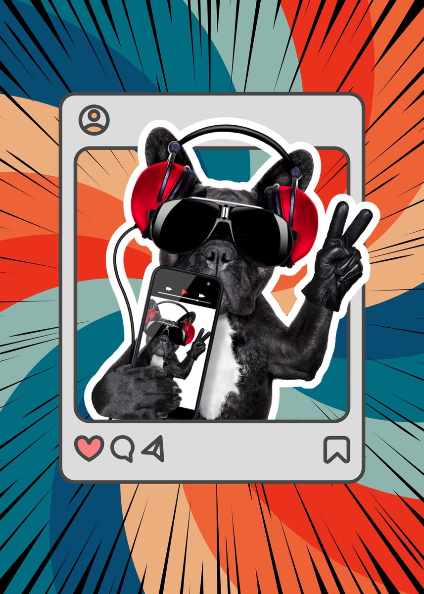 'Funky Headphone Dog' Poster, picture, metal print, paint by ENZOKEN ...