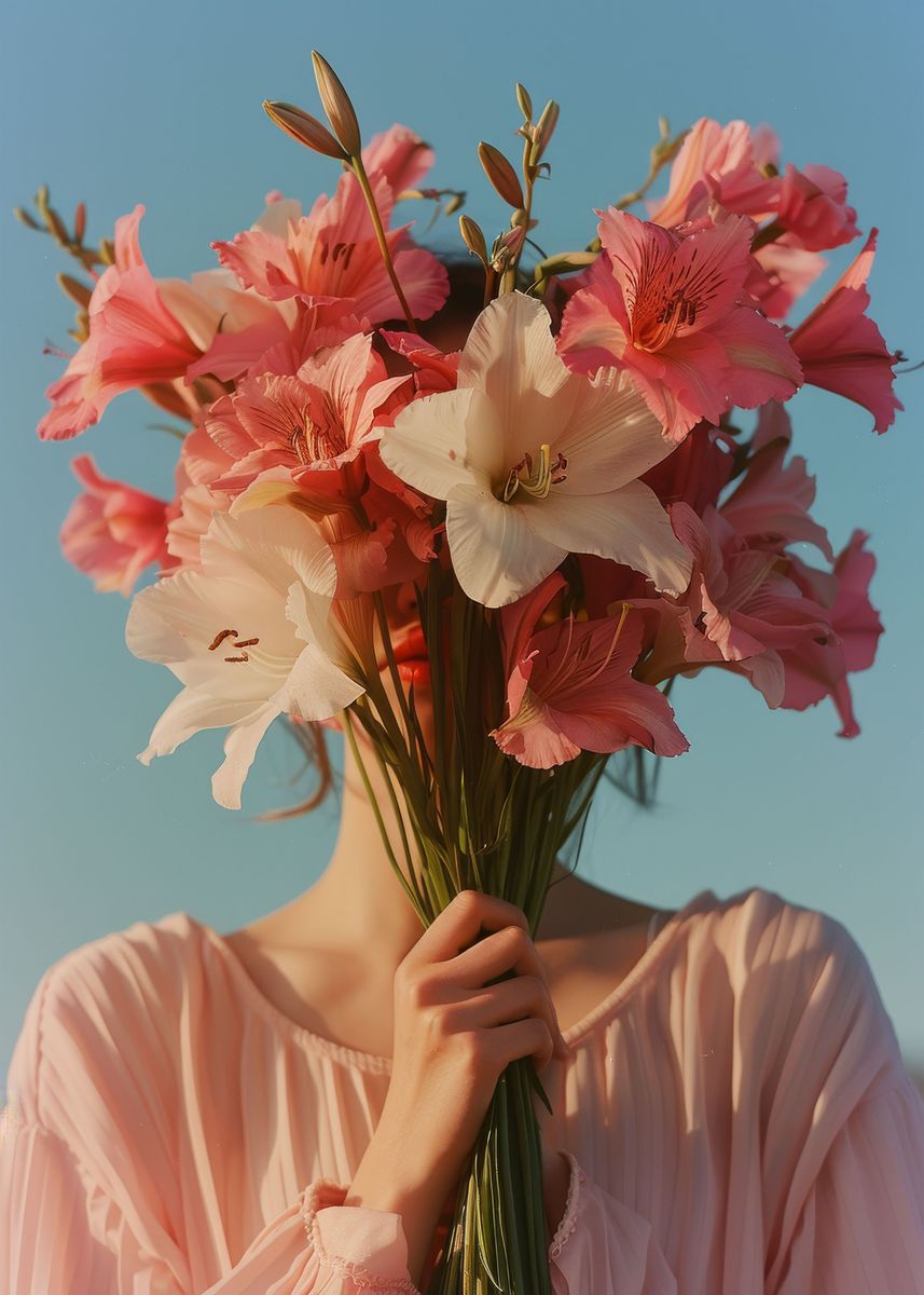 'Abstract Girl Flower Face' Poster, picture, metal print, paint by ...