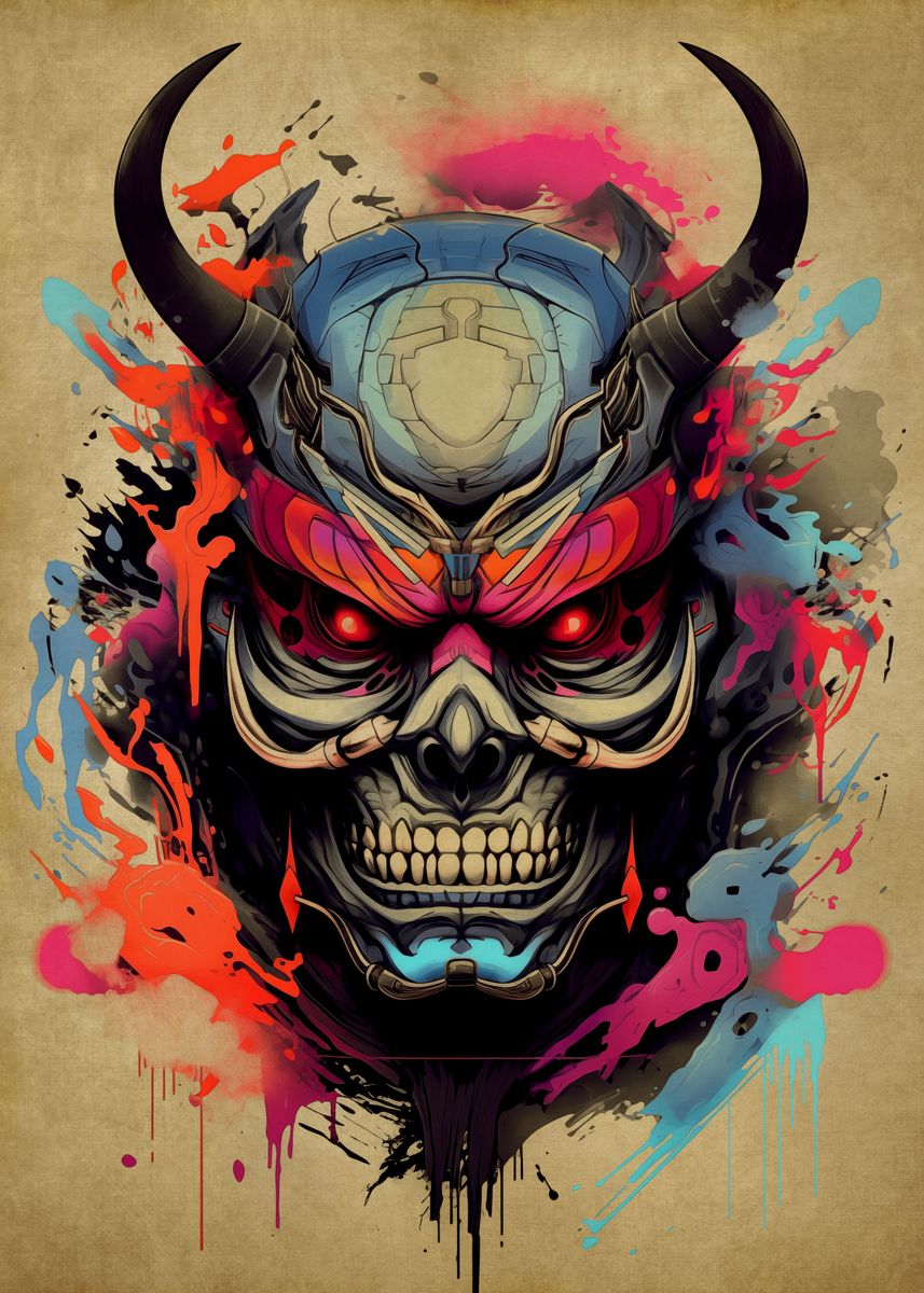 'Oni Samurai No13' Poster, picture, metal print, paint by Boot Hill ...