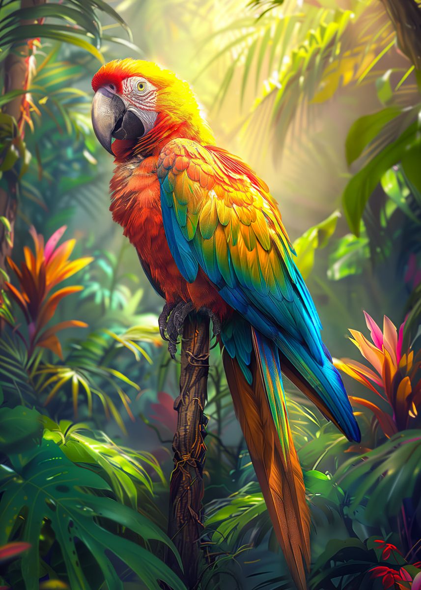 'Colorful Tropical parrot' Poster, picture, metal print, paint by Aryan ...