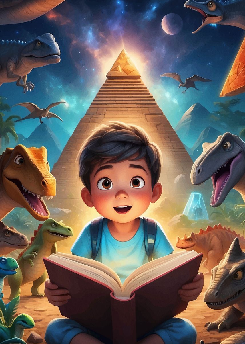 'Book dinosaurs animal' Poster, picture, metal print, paint by Zaydan ...