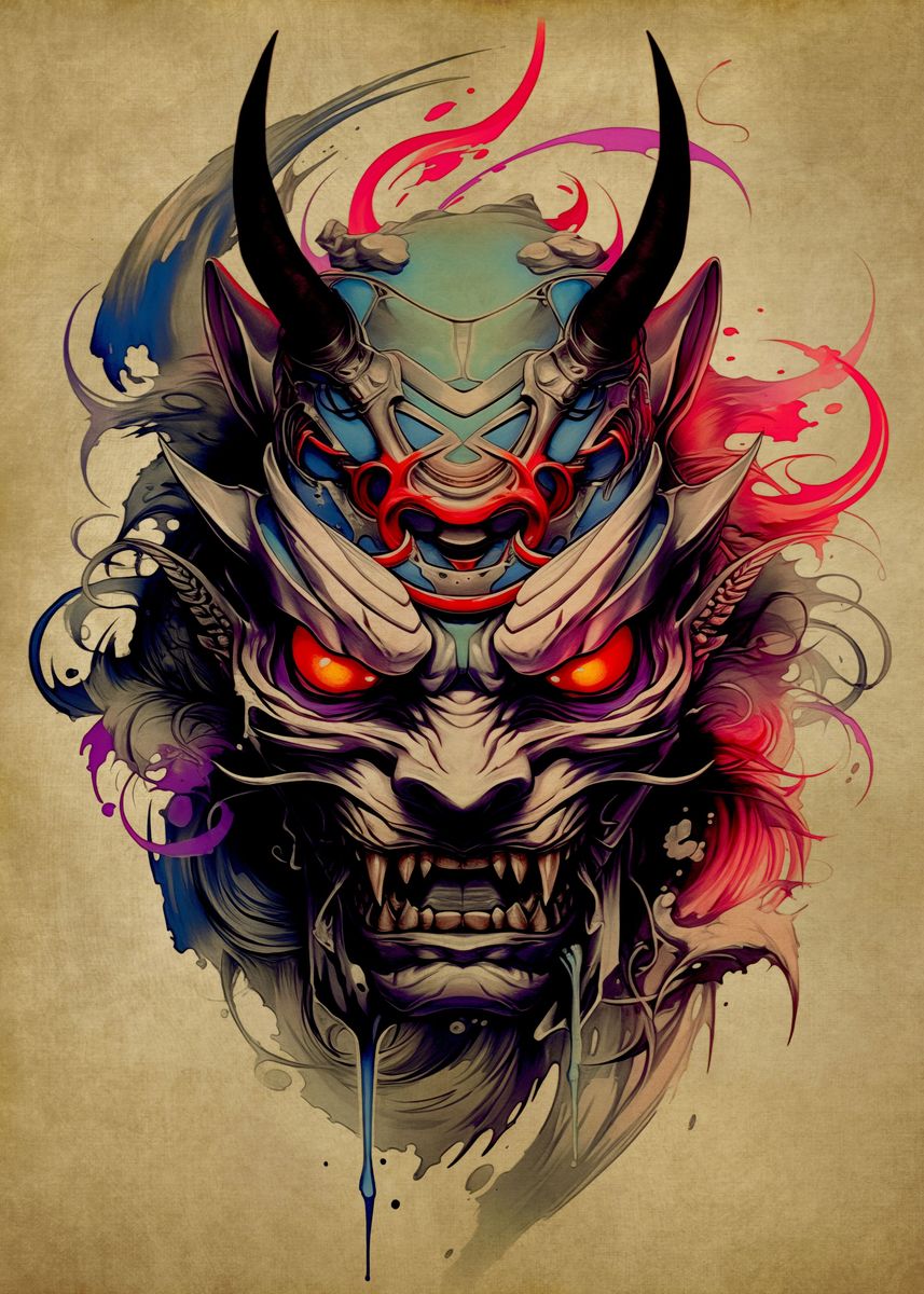 'Oni Samurai No14' Poster, picture, metal print, paint by Boot Hill ...