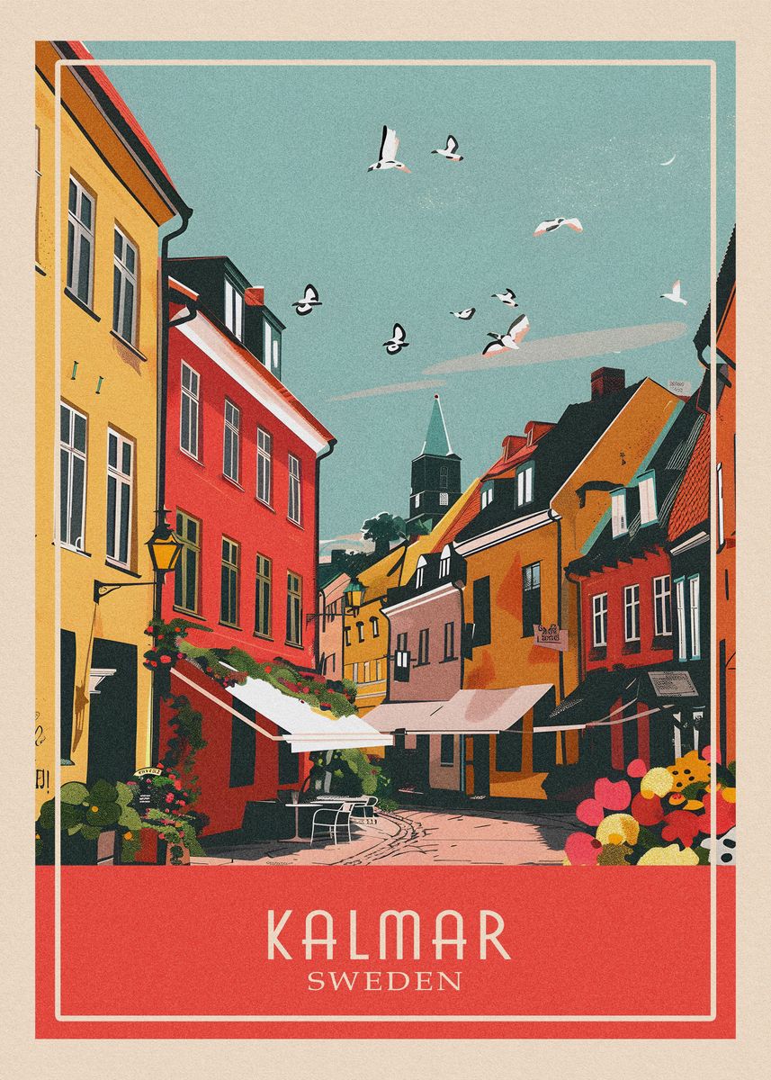'Kalmar Travel Poster' Poster, picture, metal print, paint by Travel ...