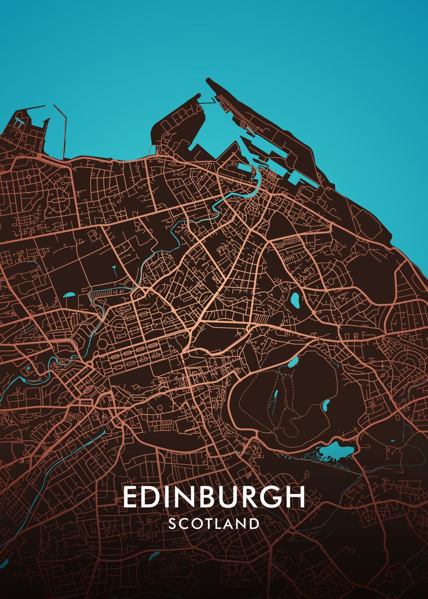 'Edinburgh City Map' Poster, picture, metal print, paint by Miracle ...