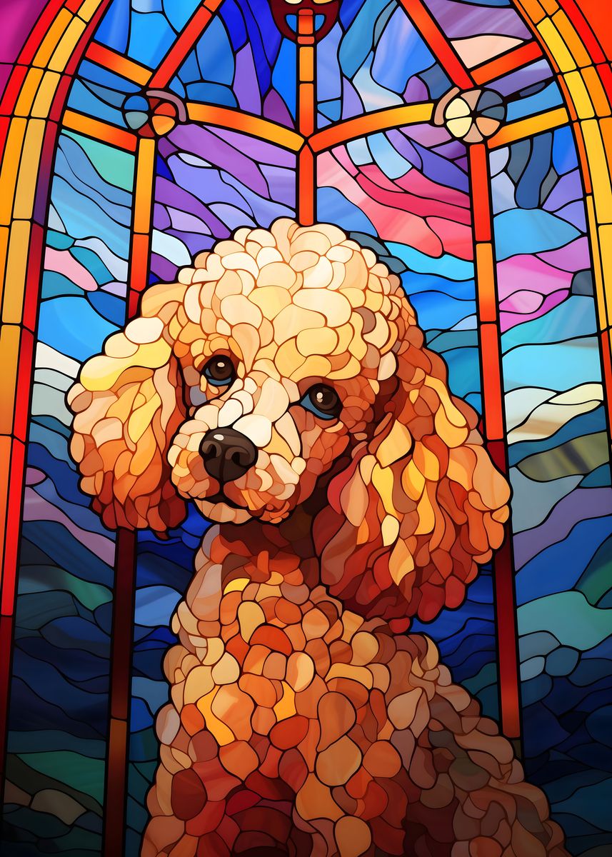 'Poodle dog Stained Glass' Poster, picture, metal print, paint by ...