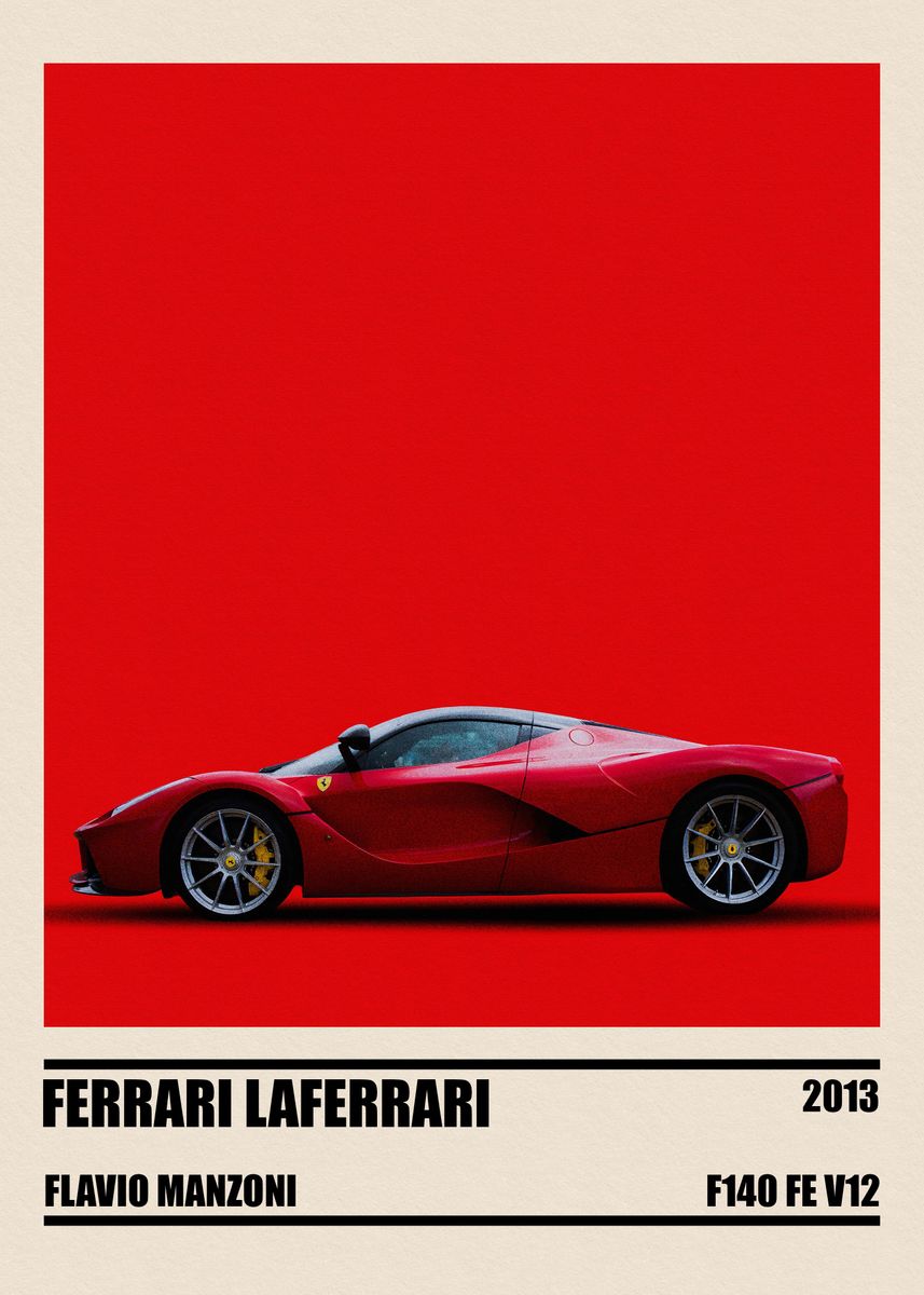 'Ferrari LaFerrari Minimal' Poster, picture, metal print, paint by ...