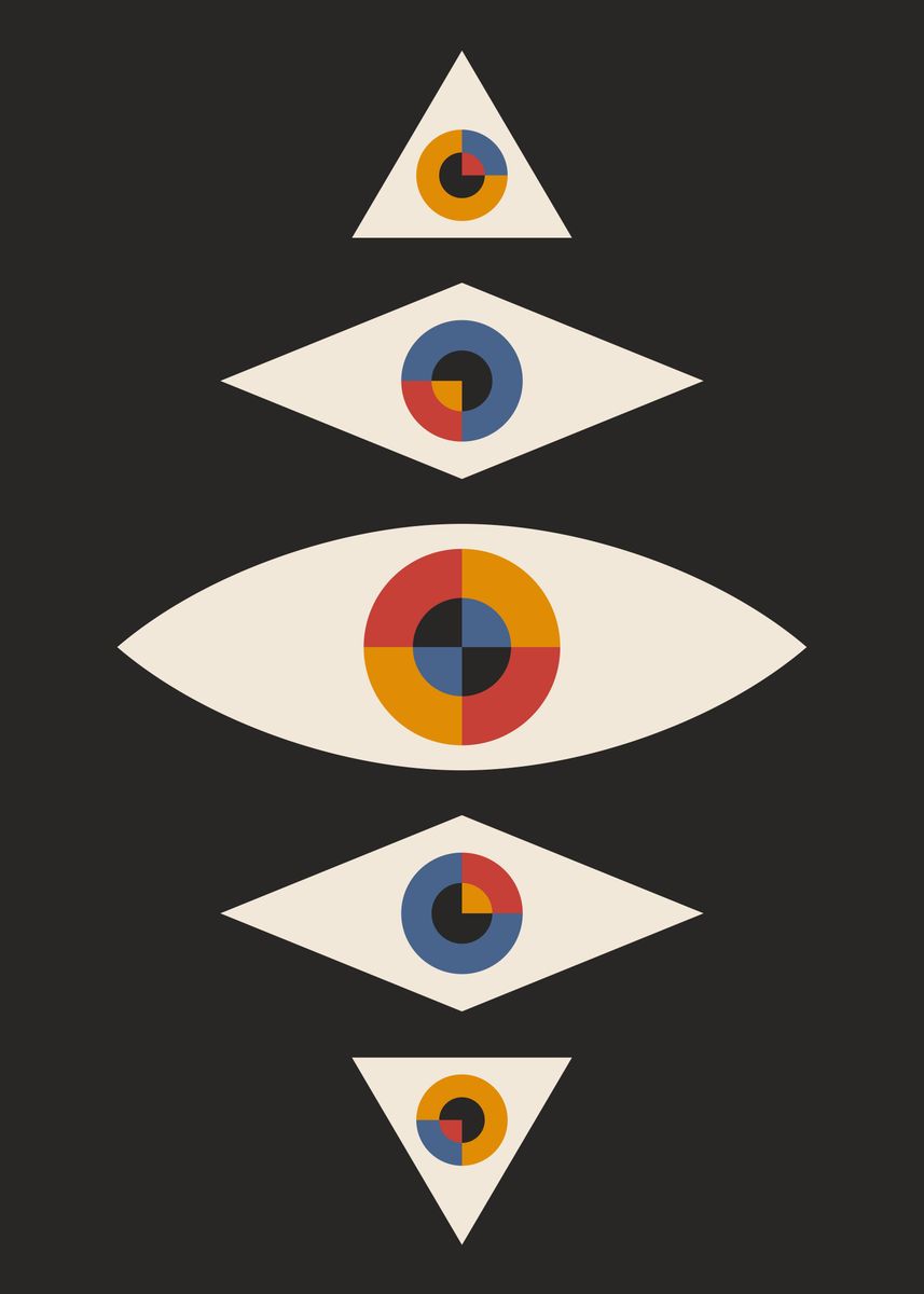 'Geometric eyes' Poster, picture, metal print, paint by KurArt | Displate