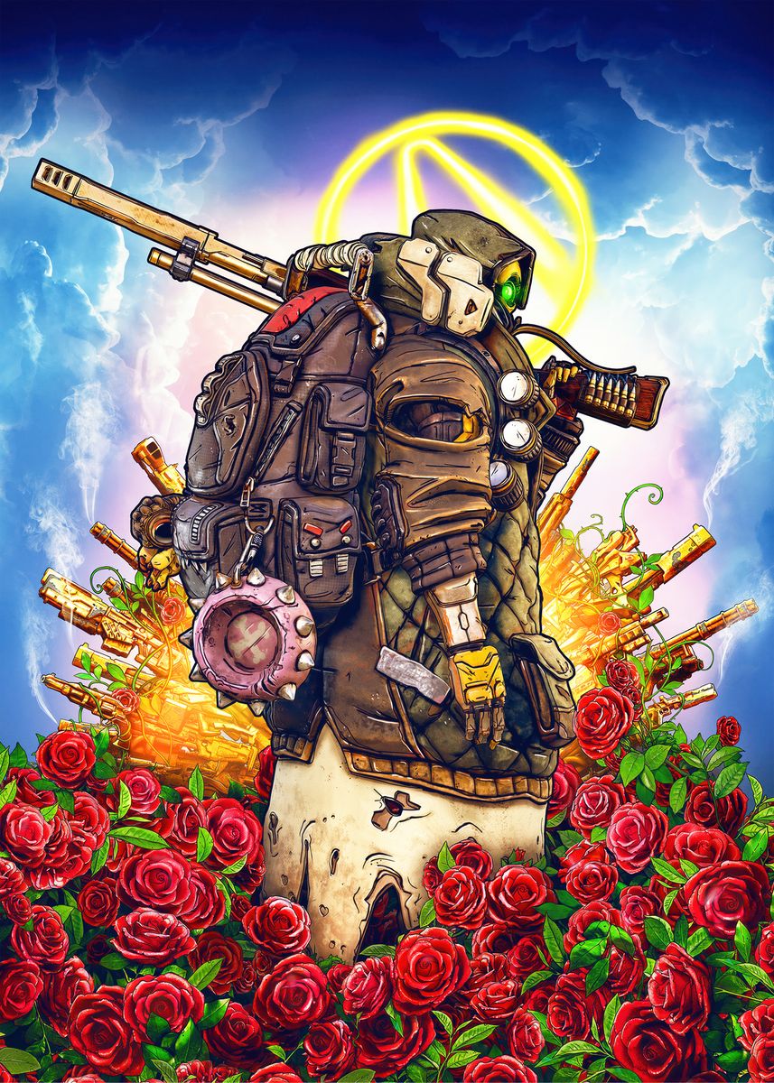 'FL4K Roses' Poster, picture, metal print, paint by Borderlands | Displate