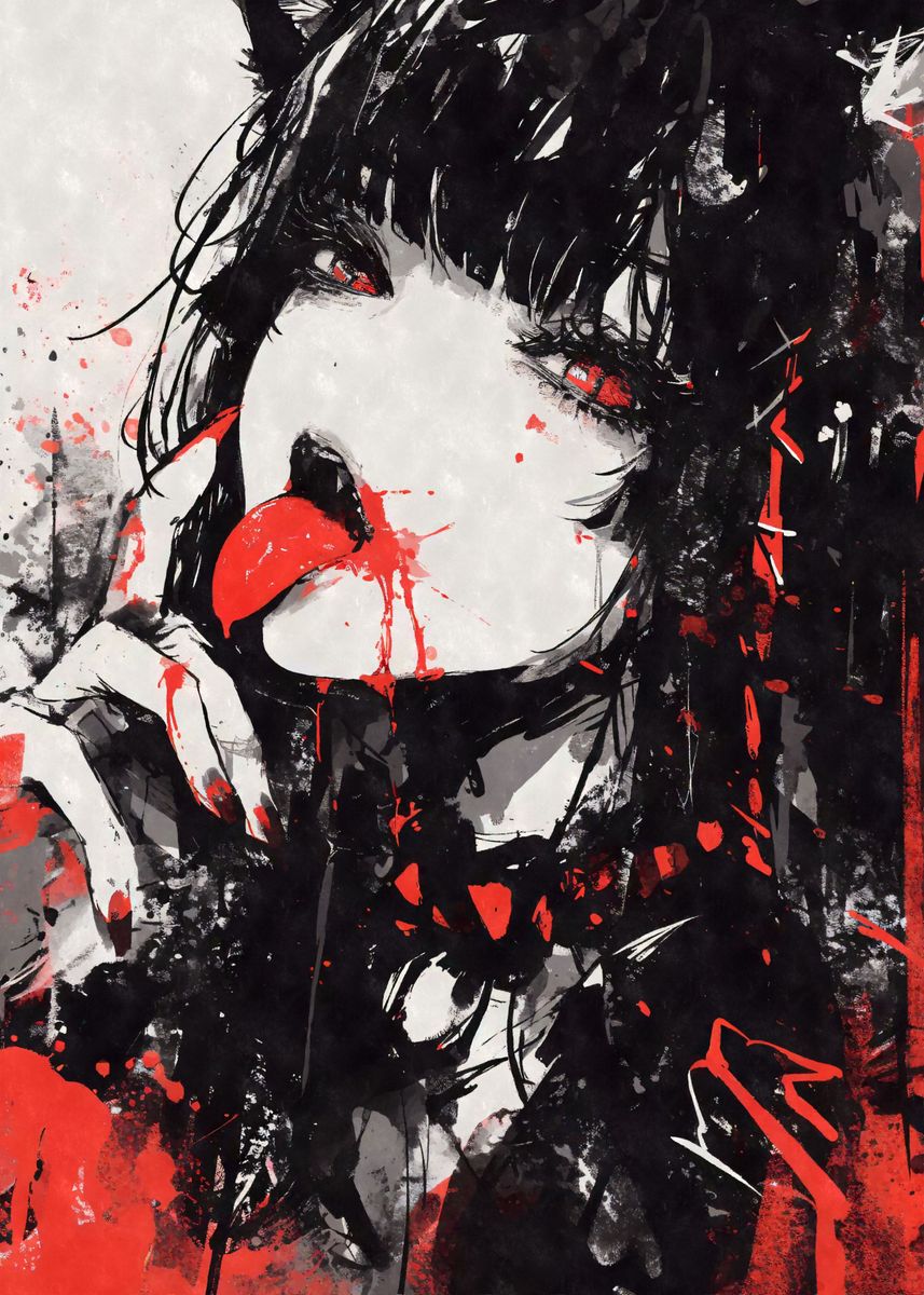 'Anime Goth Cat Girl' Poster, picture, metal print, paint by Masaki ...