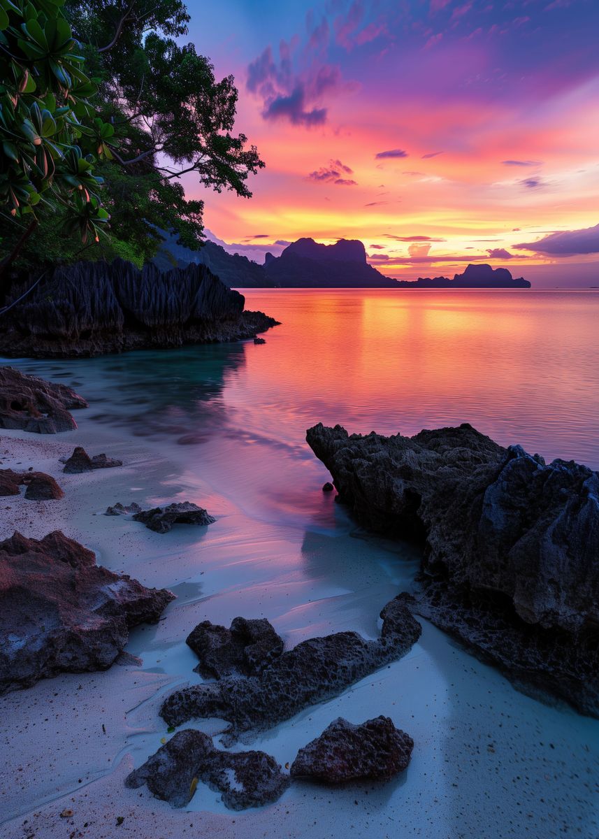 'Twilight Serenade Paradise' Poster, picture, metal print, paint by ...