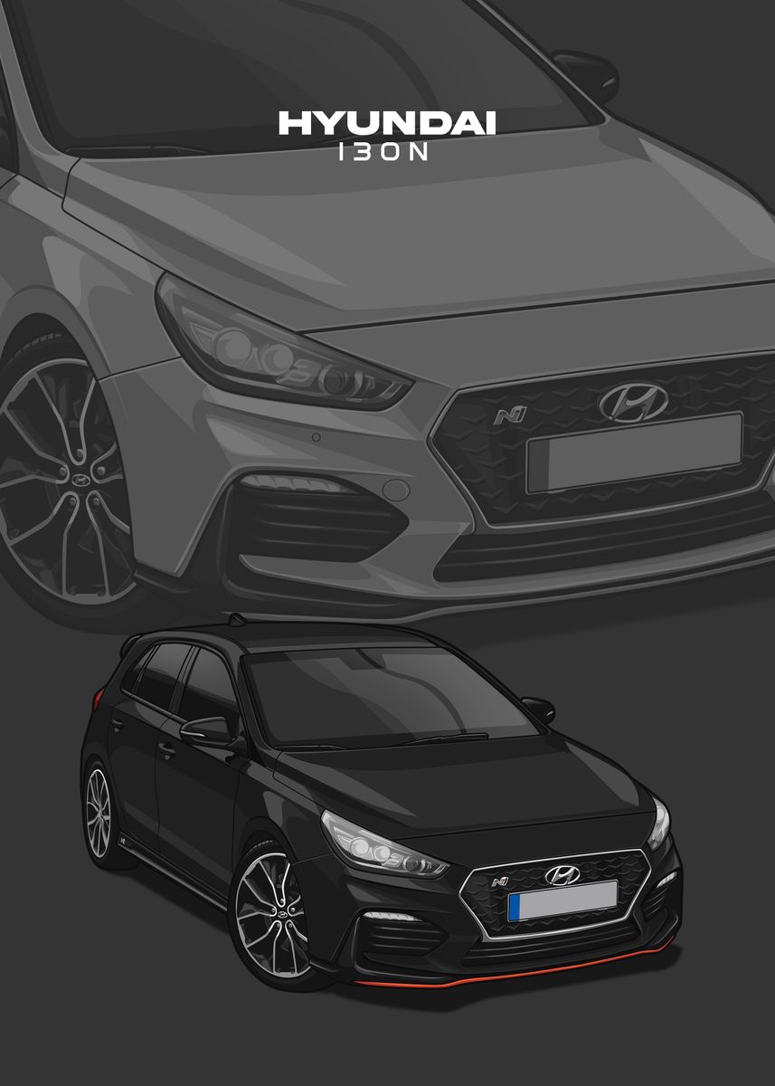 'hyundai i30n black' Poster, picture, metal print, paint by capture art ...