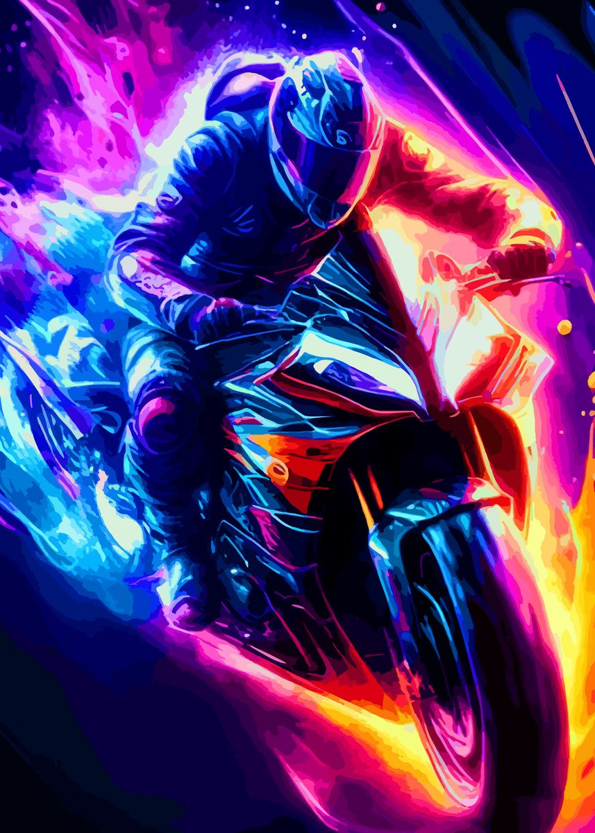 'Neon Rider' Poster, picture, metal print, paint by GeGeGe 11 | Displate