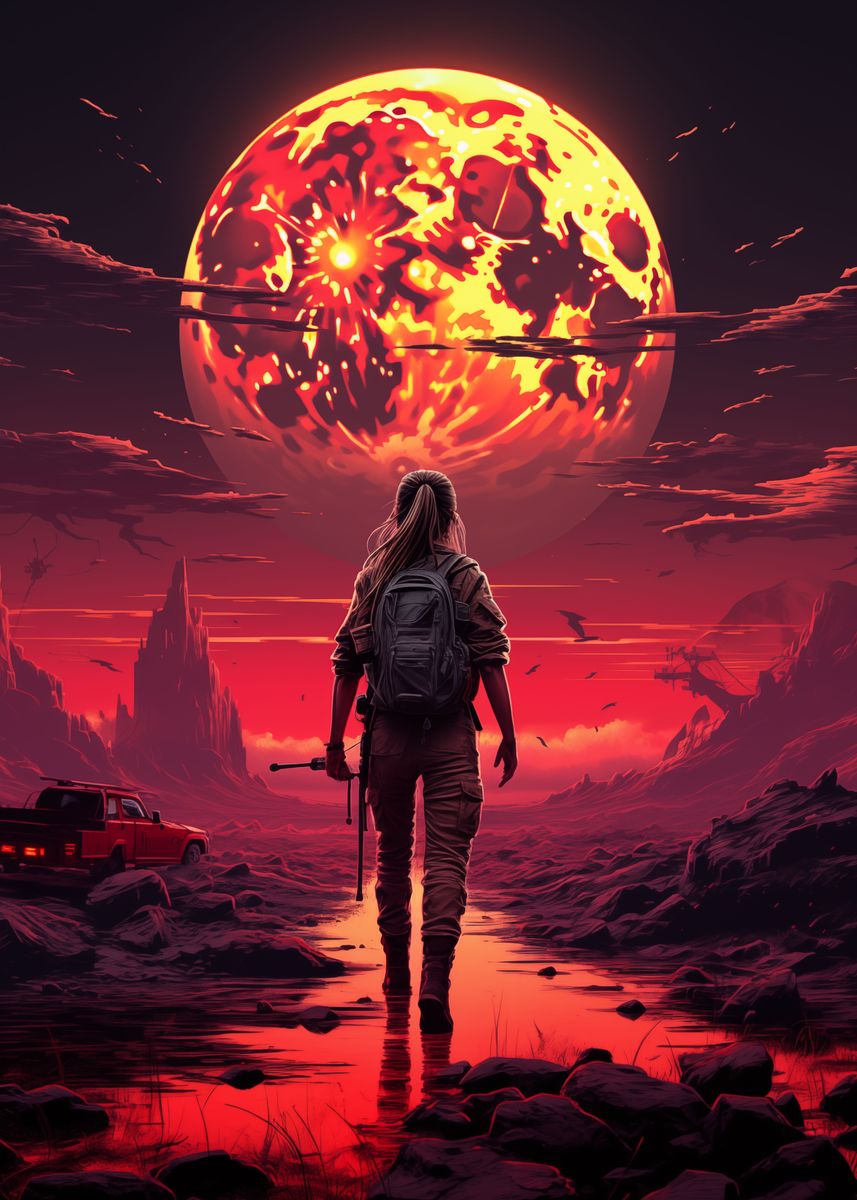 'Red Planet Female Soldier' Poster, picture, metal print, paint by ...