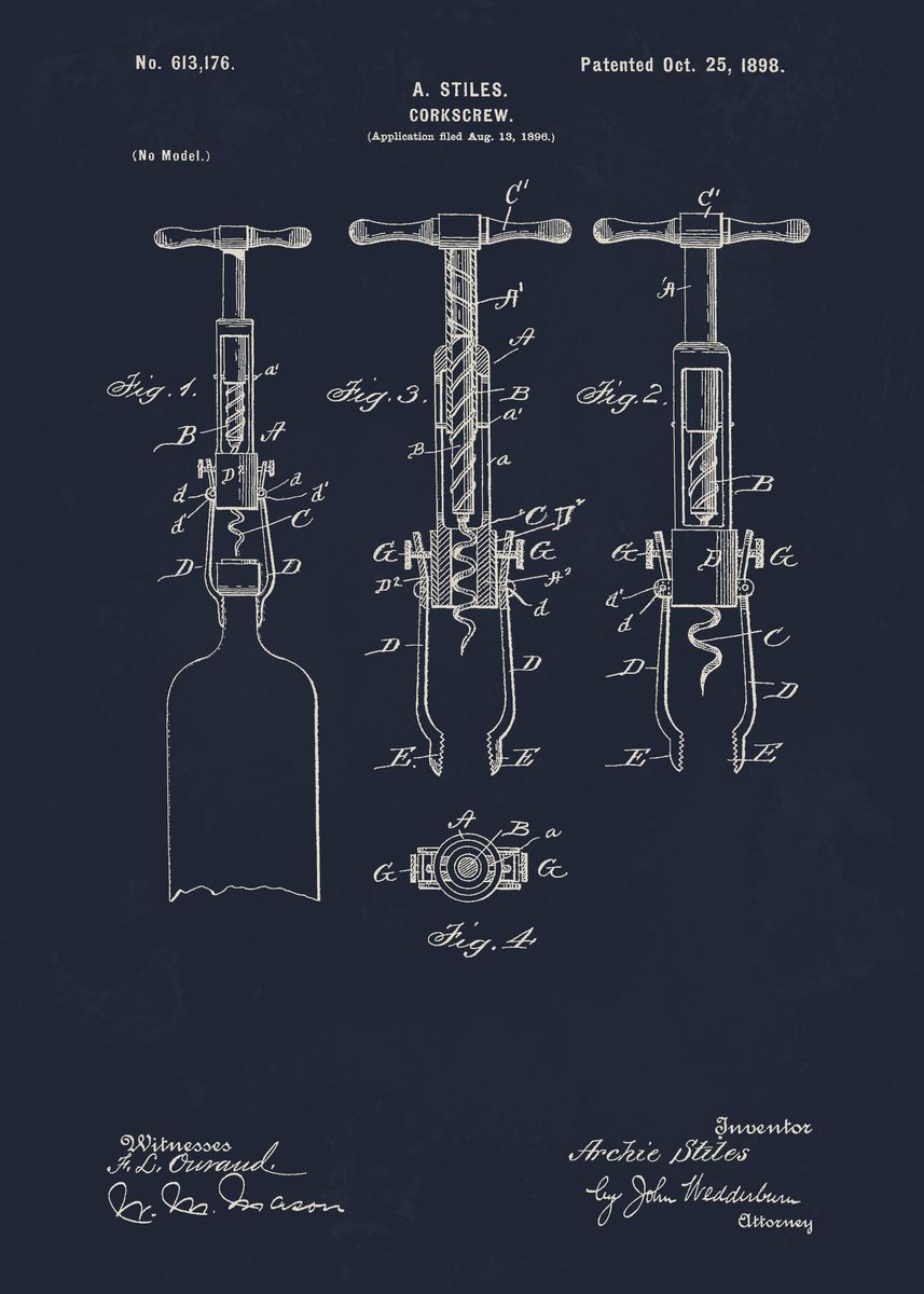 '1898 Corkscrew' Poster, picture, metal print, paint by MyDigitalMind ...