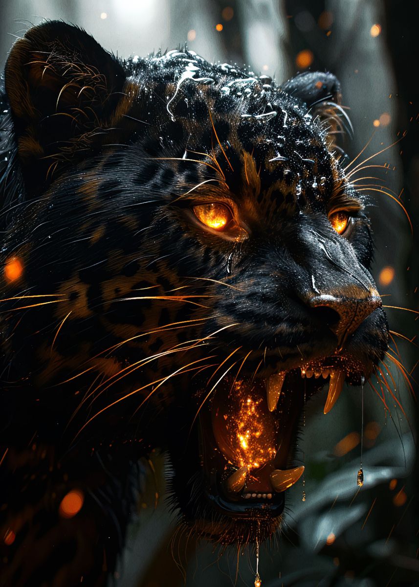 'golden eyes panther' Poster, picture, metal print, paint by Ellise ...