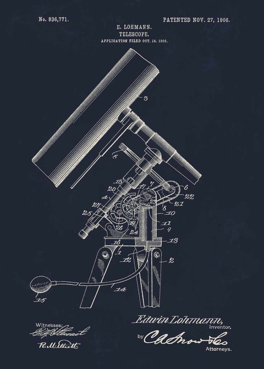 '1906 Telescope' Poster, picture, metal print, paint by MyDigitalMind ...