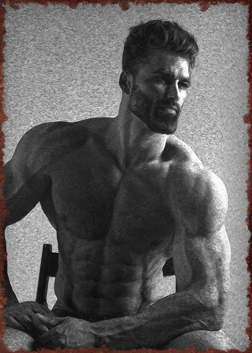 'giga chad meme' Poster, picture, metal print, paint by Limited Edition ...