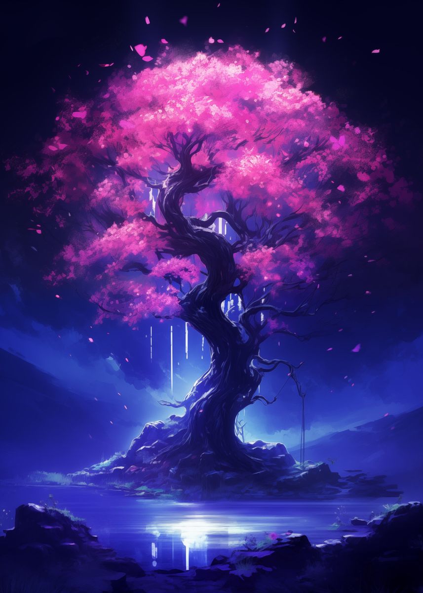 'Epic Viole blue tree' Poster, picture, metal print, paint by Yuki ...