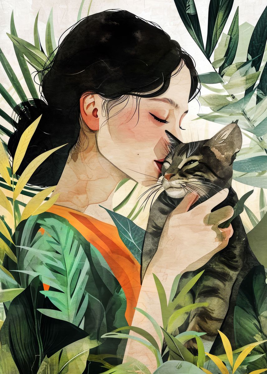 'Kitty I love you cat art' Poster, picture, metal print, paint by ...