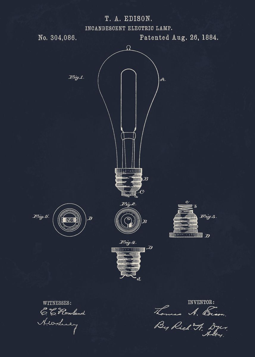 '1884 Light Bulb' Poster, picture, metal print, paint by MyDigitalMind ...