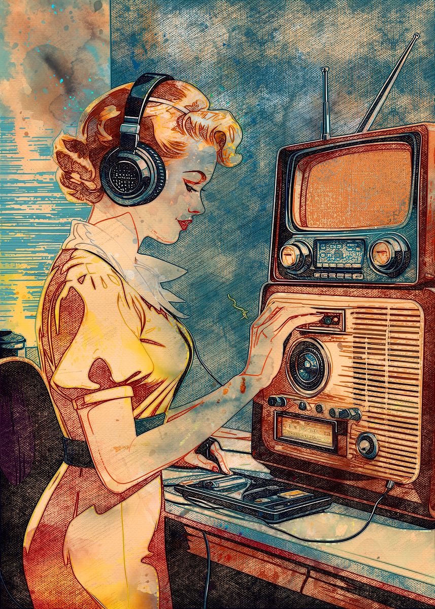 'Retro Radio Art' Poster, picture, metal print, paint by Tarjun Cantik ...