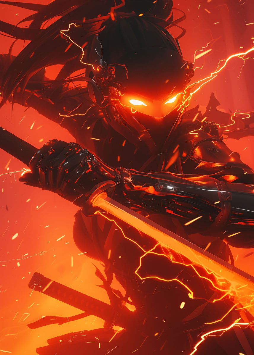 'Fire Themed Ninja' Poster, picture, metal print, paint by Luxury ...