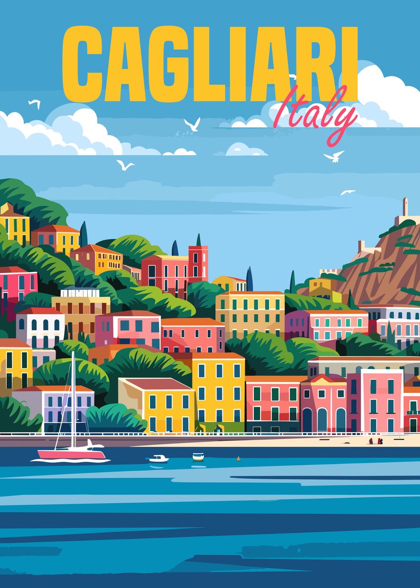 'Cagliari Italy' Poster, picture, metal print, paint by Mesh | Displate
