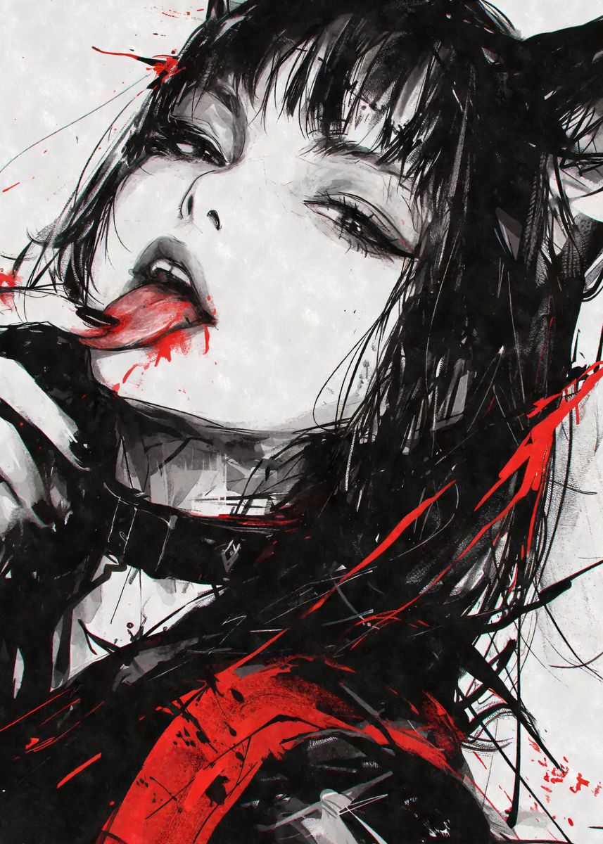 'Abstract Goth Nekomimi' Poster, picture, metal print, paint by Masaki ...