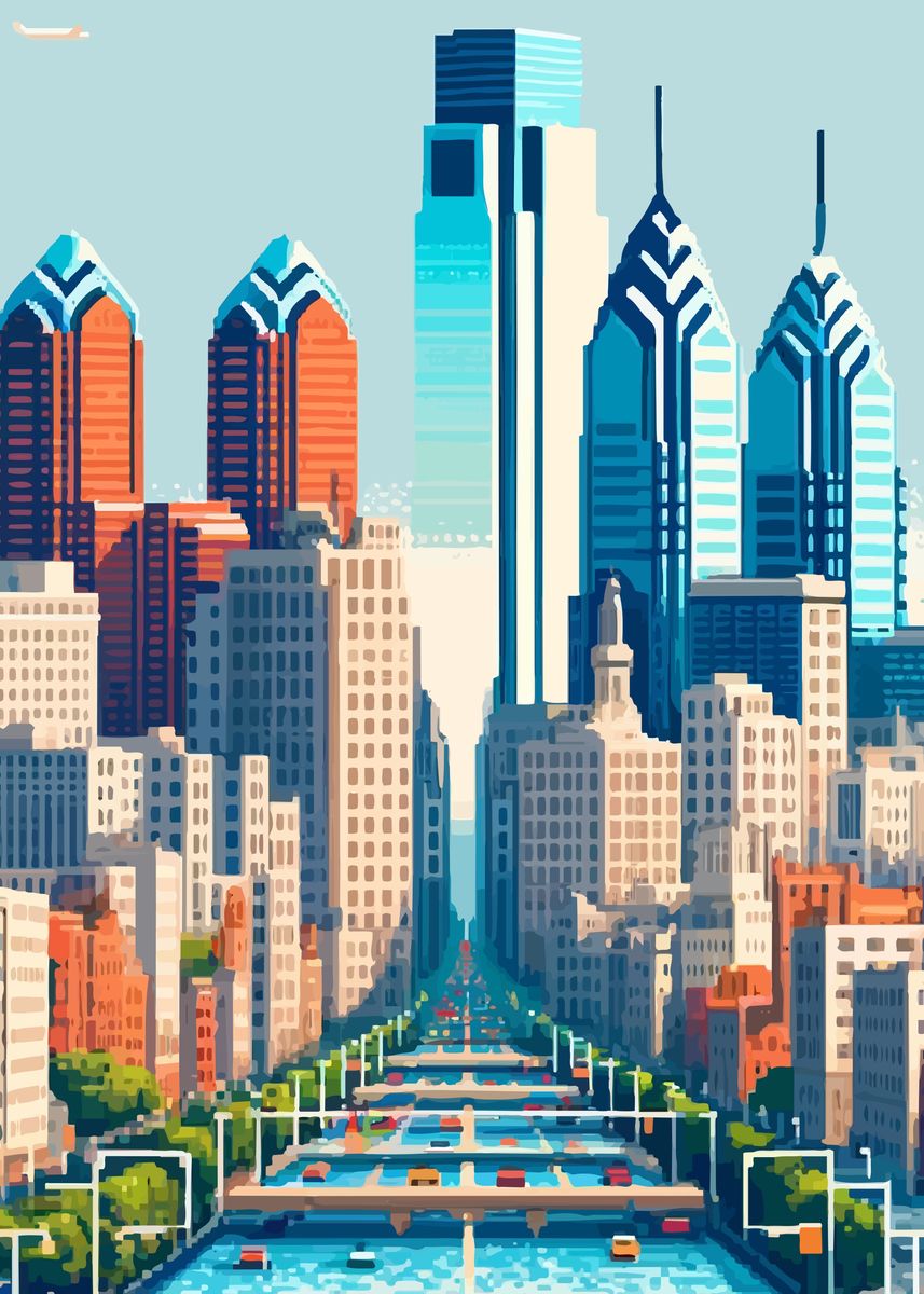 'Philadelphia Pixel City' Poster, picture, metal print, paint by Wall ...
