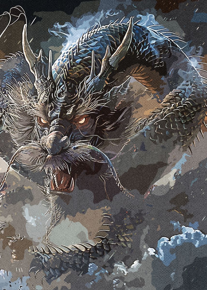 'Asian Dragon' Poster, picture, metal print, paint by Fanth | Displate