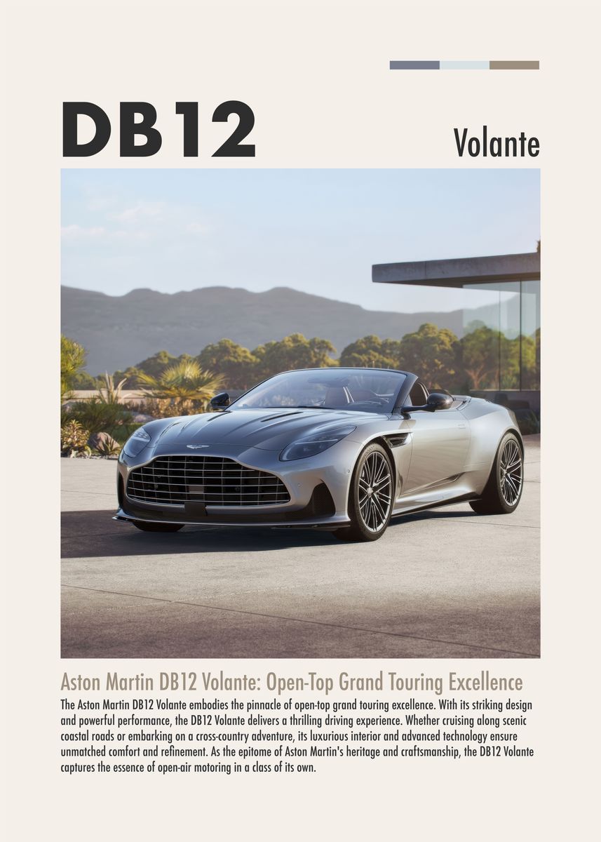 'Aston Martin DB12 Volante' Poster, picture, metal print, paint by Full ...