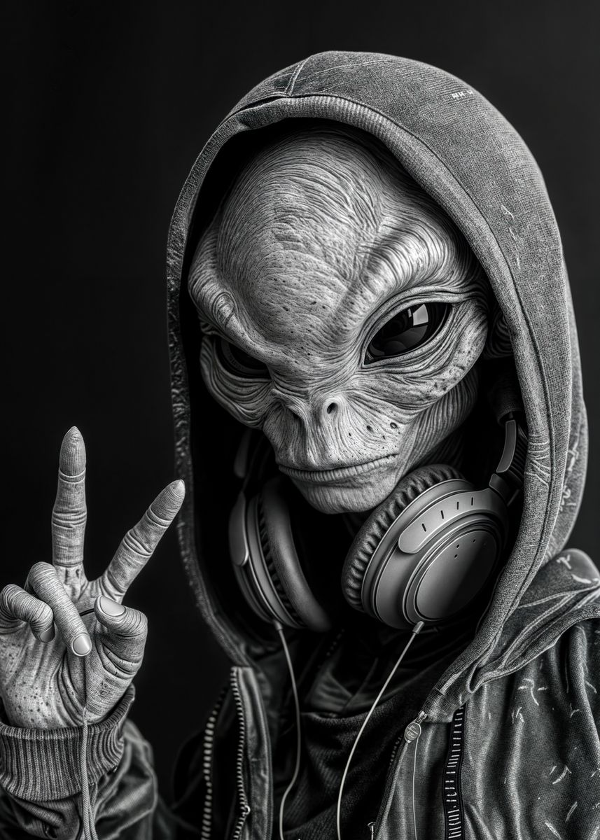 'alien peace' Poster, picture, metal print, paint by Adel S | Displate